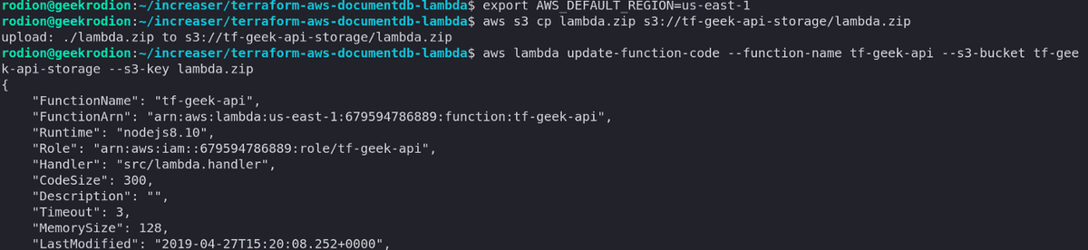 Amazon DocumentDB + AWS Lambda with Terraform