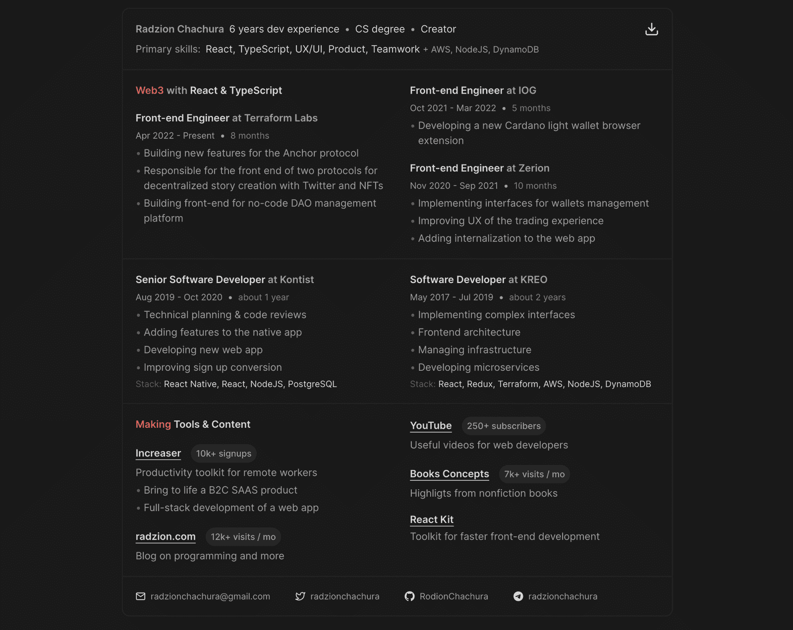 How To Make Resume With React